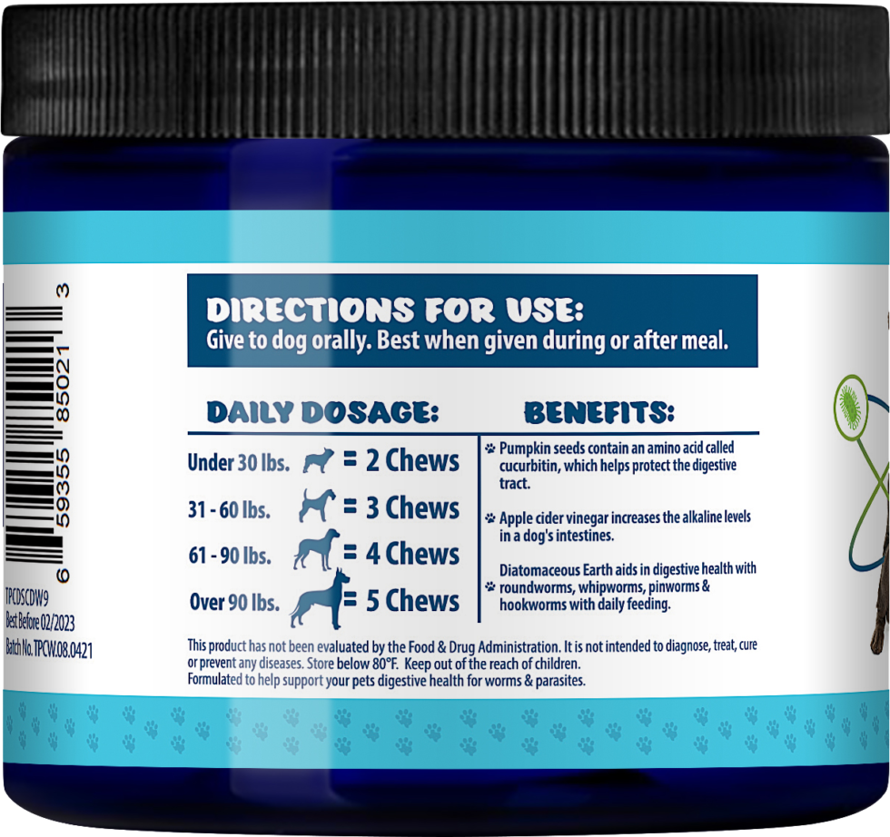 Worm Defender All Natural Dog Dewormer Soft Chews | Texas Pet Company